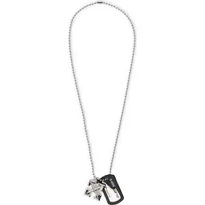 Off-White Silver-tone Arrow Logo Dog Tag Necklace - Silver-black