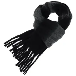 Rebecca Minkoff Brushed Acrylic Striped Blanket Scarf With Fringe - Black