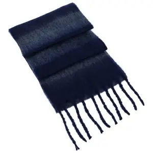 Rebecca Minkoff Brushed Acrylic Striped Blanket Scarf With Fringe - Navy