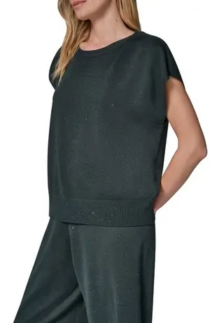 Donna Karan New York Metallic Cap Sleeve Sweater