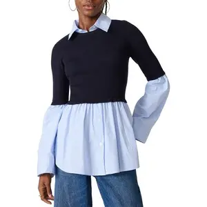 Steve Madden Lenny Mixed Media Sweater - Midnight
