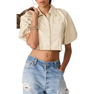 Steve Madden Reece Puff Sleeve Crop Shirt