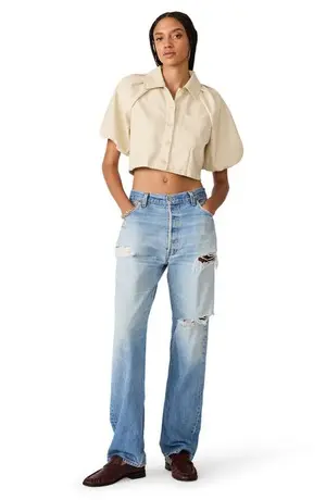 Steve Madden Reece Puff Sleeve Crop Shirt