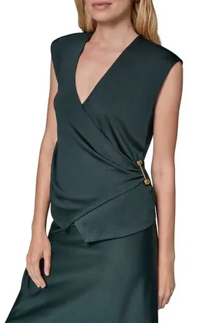 Donna Karan New York Sleeveless Surplice Top With Hardware Accent