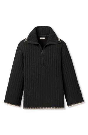 UGG Rylynn Quarter Zip Cable Knit Sweater - Black