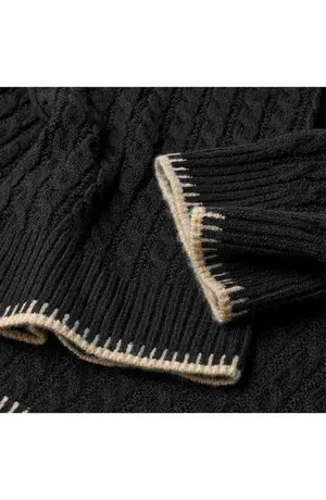 UGG Rylynn Quarter Zip Cable Knit Sweater - Black