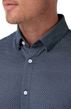 Mizzen+main Halyard Trim Fit Floral Short Sleeve Performance Button-up Shirt