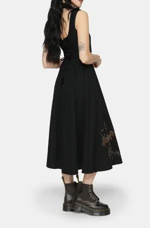 DISTURBIA Oren Bat Embroidered Midaxi Skirt