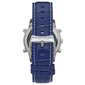 HERITOR AUTOMATIC Wilhelm Day-date Semi Skeleton Automatic Watch W/ Leather Band - Blue