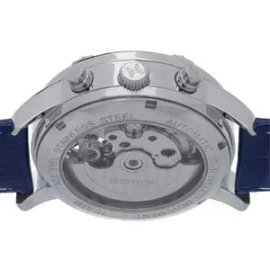 HERITOR AUTOMATIC Wilhelm Day-date Semi Skeleton Automatic Watch W/ Leather Band - Blue