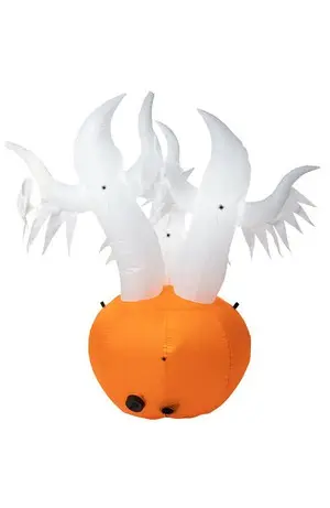 GLITZHOME 6ft Lighted Ghosts In Jack-o-lantern Pumpkin Inflatable Decor