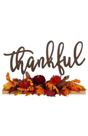 GLITZHOME 24"l Harvest Metal Sign Floral Center Piece - Orange