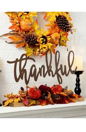 GLITZHOME 24"l Harvest Metal Sign Floral Center Piece