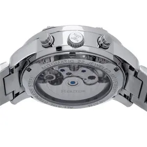 HERITOR AUTOMATIC Wilhelm Day-date Semi Skeleton Automatic Watch W/ Stainless Steel Band - Black