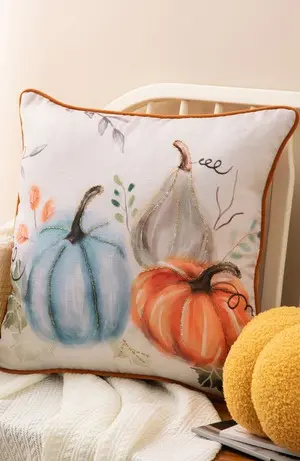 GLITZHOME 20x20 Faux Burlap Pumpkin Pillow Cover