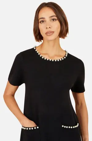 YUMI Embellished Detail Knitted Tunic Dress