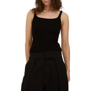 PROJECT SOCIAL T Ribbed Scoop Neck Tank - Black
