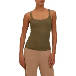 PROJECT SOCIAL T Ribbed Scoop Neck Tank - Olive