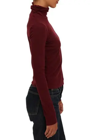 PROJECT SOCIAL T Franklin" Turtleneck Knit Top - Dark Cherry