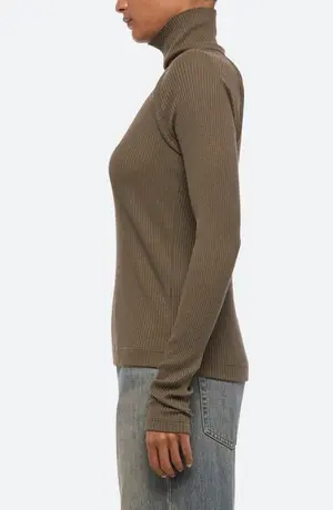 Helmut Lang Layered Rib Turtleneck Top - Kalamata