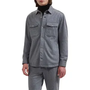 Bugatchi Wool Blend Shirt Jacket - Cement