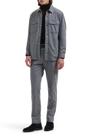 Bugatchi Wool Blend Shirt Jacket - Cement