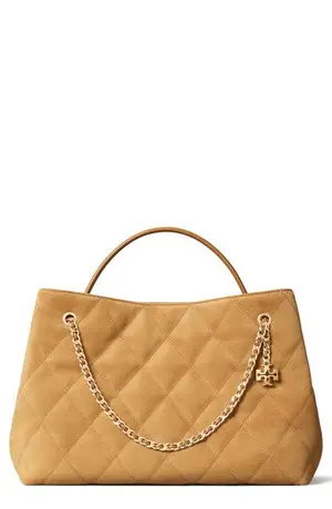 Tory Burch Fleming Quilted Suede Carryall Tote