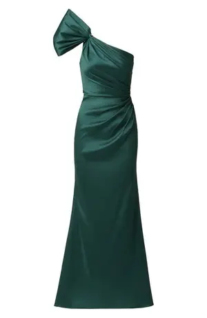 Aidan Mattox One-shoulder Mikado Gown With Draping And Pleats