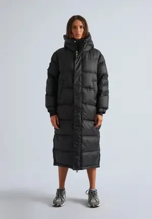 JACK1T Longline Midi Puffer Coat - Black