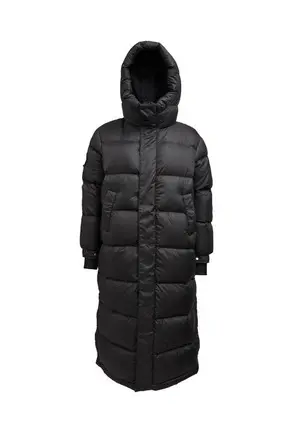 JACK1T Longline Midi Puffer Coat - Black