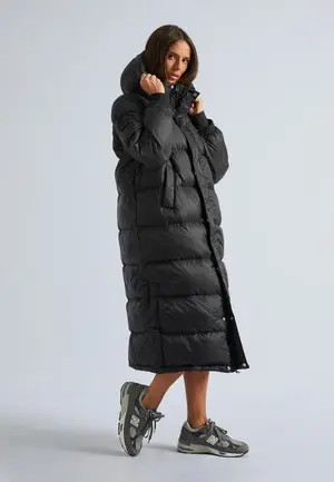 JACK1T Longline Midi Puffer Coat - Black