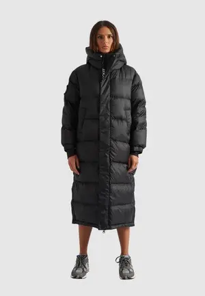 JACK1T Longline Midi Puffer Coat - Black
