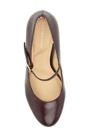 Tommy Hilfiger Sloane Faux Leather Block Heel Mary Jane Pumps - Deep Merlot