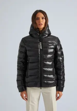 JACK1T Hooded Quilted Puffer Jacket - Black