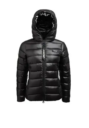 JACK1T Hooded Quilted Puffer Jacket - Black