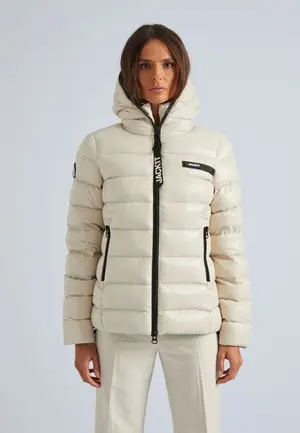 JACK1T Hooded Quilted Puffer Jacket Stone