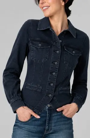 LIVERPOOL Fitted Patch Pocket Denim Jacket - Raven Wing