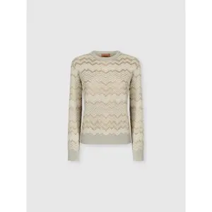 Missoni Zig Zag Viscose And Wool Crewneck Sweater - Beige