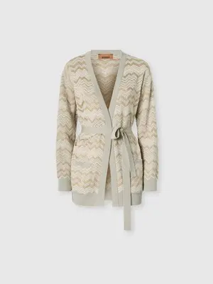 Missoni Zig Zag Viscose And Wool Cardigan With Belt