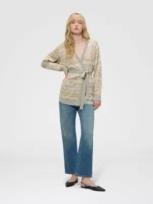 Missoni Zig Zag Viscose And Wool Cardigan With Belt