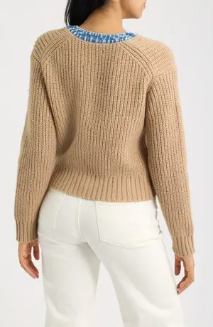 CITY BLUES Denim Trim Cardigan