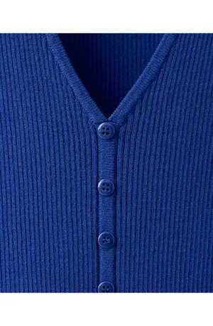 Mango Button Sleeveless Rib Sweater - Vibrant Blue