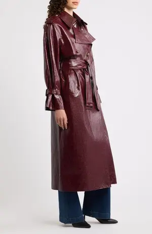 Kobi Halperin Rose Faux Leather Trench Coat