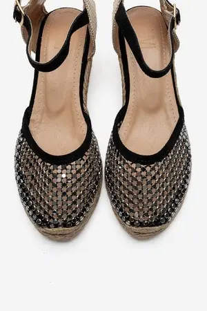 FOREVER & ALWAYS SHOES Drelix Leather Espadrille Sandal - Black Suede