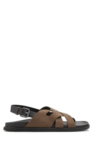 Mango Crisscross Leather Slingback Sandal - Medium Brown