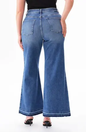 BAYEAS High Waist Raw Hem Wide Leg Jeans