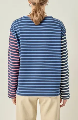 English Factory Mixed Stripe Top