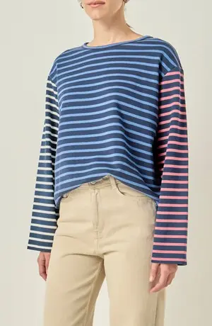 English Factory Mixed Stripe Top
