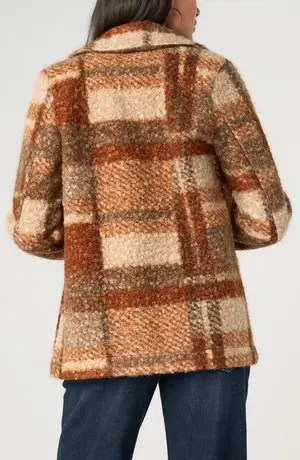 LIVERPOOL Double Breasted Plaid High Pile Fleece Coat