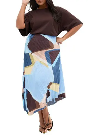 City Chic Amaya Pleated Asymmetrical Skirt